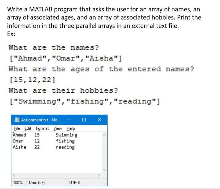 Solved Write a MATLAB program that asks the user for an | Chegg.com