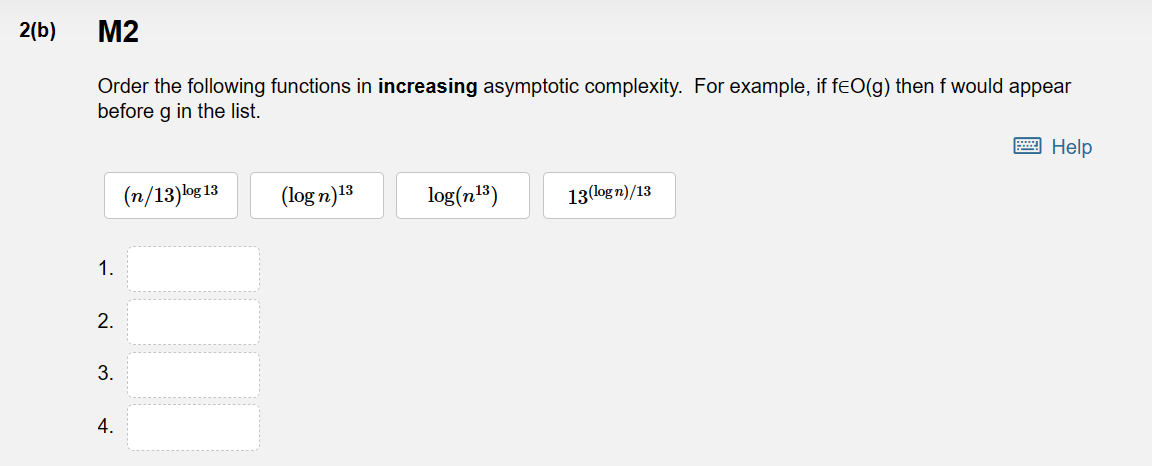 Solved Order the following functions in increasing | Chegg.com