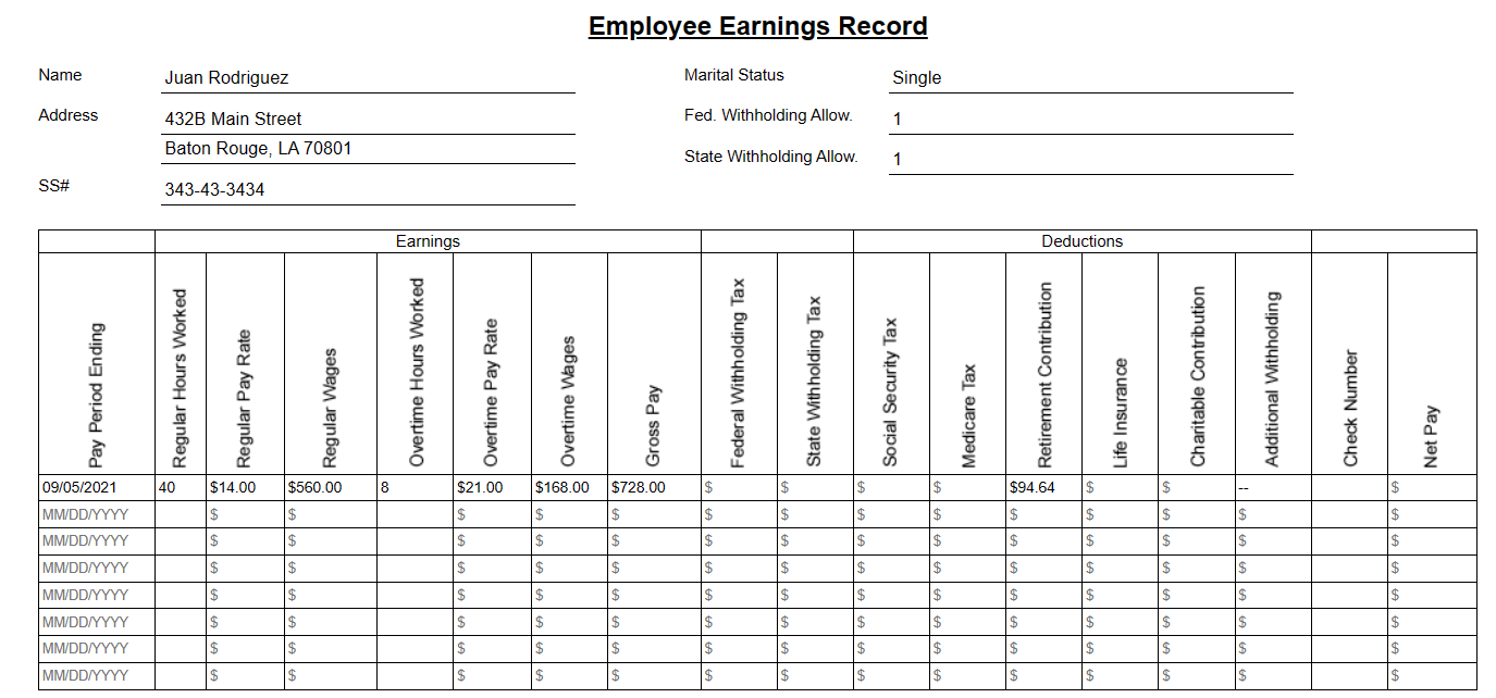 Solved Populate Employee Earnings Records (#4) Complete the | Chegg.com