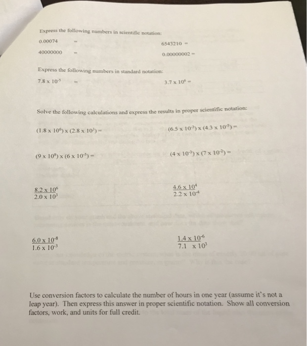 Solved Express the following numbers in scientific notation | Chegg.com