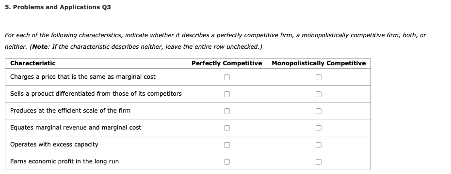 Solved 5. Problems and Applications Q3 For each of the | Chegg.com