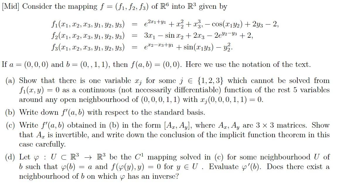 [Mid] Consider the mapping f = (f1, f2, f3) of R$ | Chegg.com