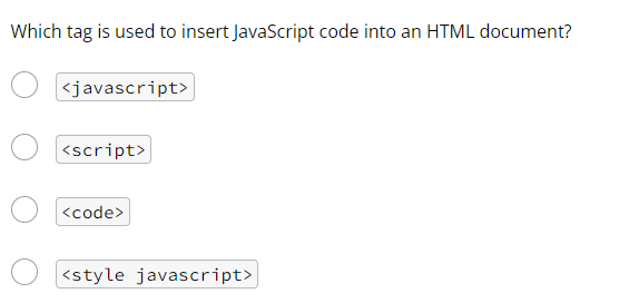 Solved Which tag is used to insert JavaScript code into an | Chegg.com Solved Which tag is used to insert JavaScript code into an | Chegg.com
