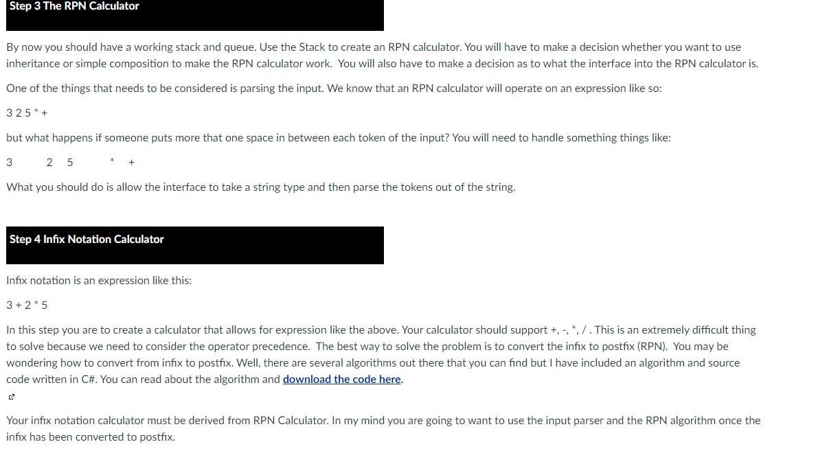 Solved Step 3 The RPN Calculator By now you should have a | Chegg.com