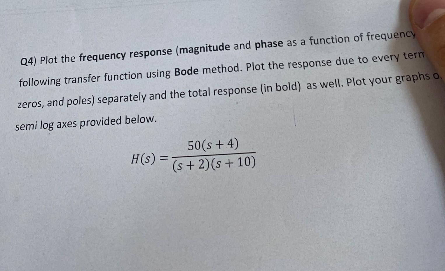 Solved Q4) Plot the frequency response (magnitude and phase | Chegg.com