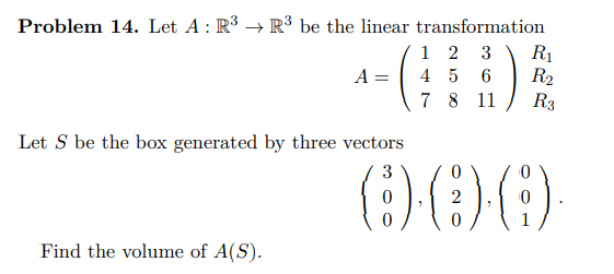 Solved Problem 14. Let A: R3 R3 be the linear transformation | Chegg.com
