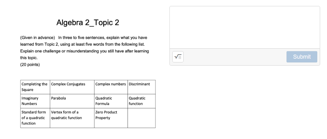 Solved Algebra 2_Topic 2 (Given in advance) In three to five | Chegg.com
