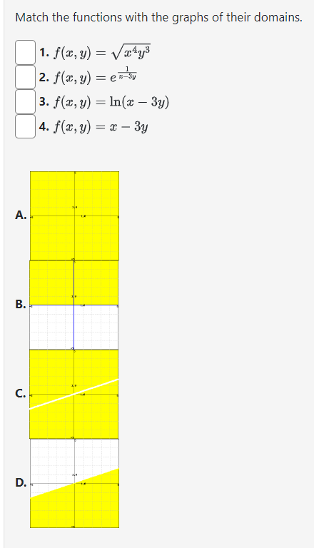 Solved Match the functions with the graphs of their domains. | Chegg.com