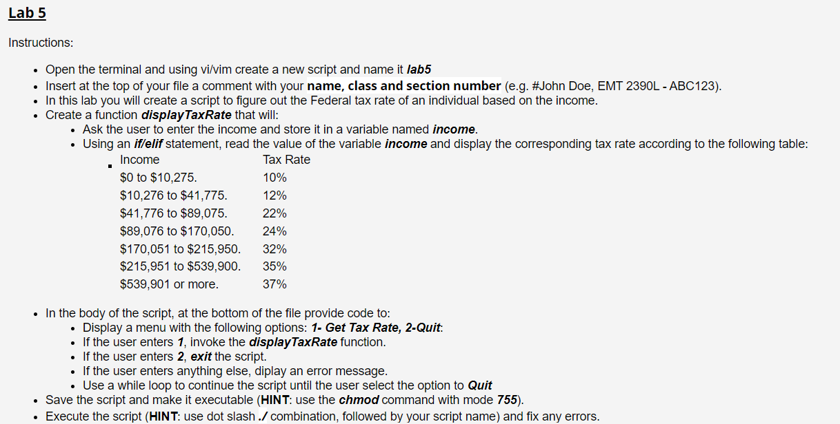 Solved - Open the terminal and using vi/vim create a new | Chegg.com