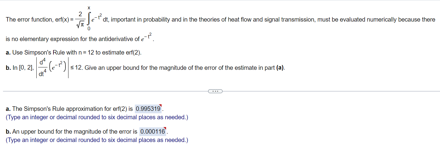 Solved The error function, erf(x) 2/sqrt(pi), , | Chegg.com