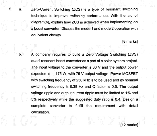 5. a. Zero-Current Switching (ZCS) is a type of | Chegg.com