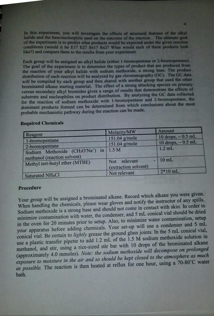 Solved Name: CHEM 242L Exp. I Pre-Lab/Substitution and | Chegg.com Solved Name: CHEM 242L Exp. I Pre-Lab/Substitution and | Chegg.com