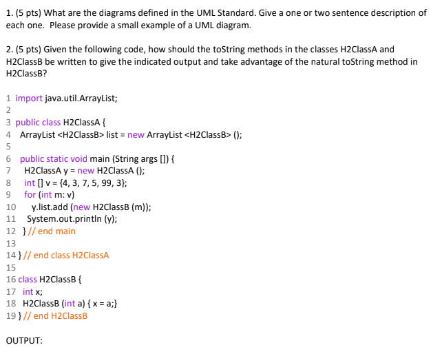 Solved 1. (5 pts) What are the diagrams defined in the UML | Chegg.com