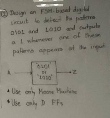 Solved Design an FSM-based digital circuit to detect the | Chegg.com