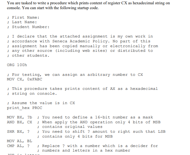 Solved You are tasked to write a procedure which prints | Chegg.com