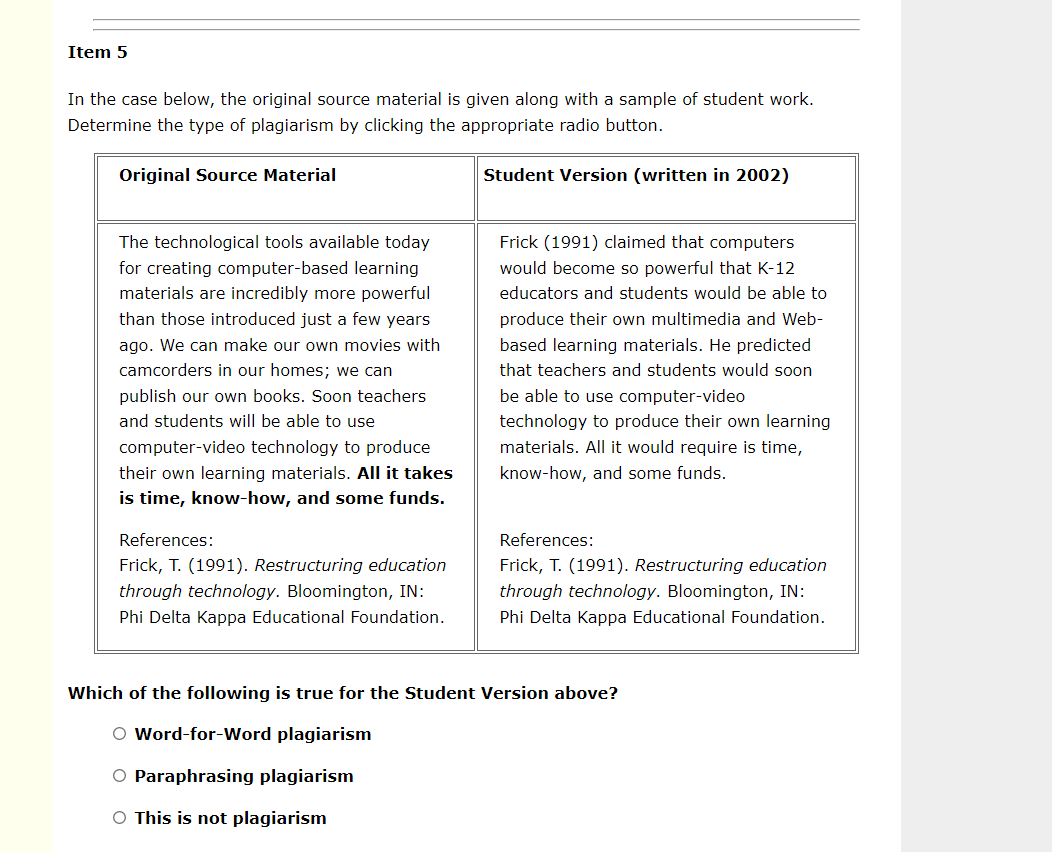 Solved In the case below, the original source material is | Chegg.com
