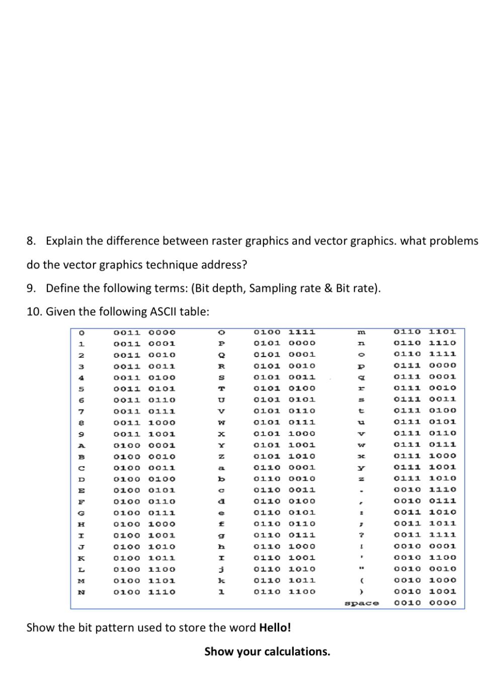 Solved 8. Explain the difference between raster graphics and | Chegg.com