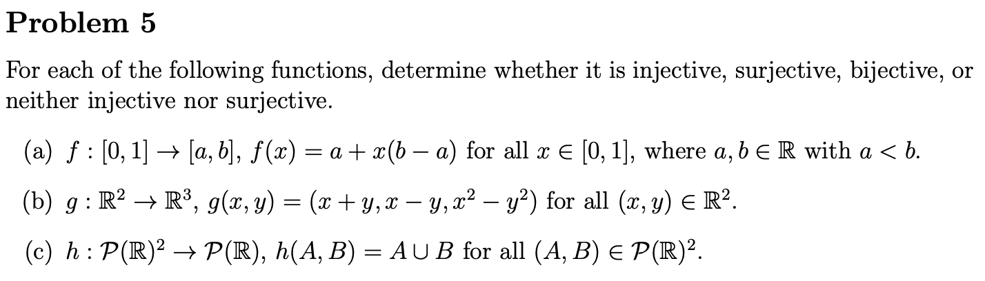Solved For each of the following functions, determine | Chegg.com