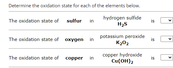 Solved Determine the oxidation state for each of the | Chegg.com