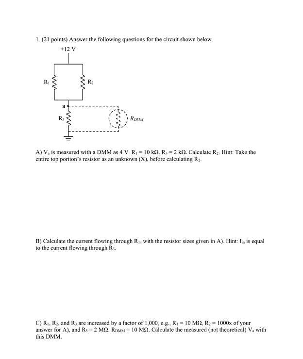Solved 1. (21 points) Answer the following questions for the | Chegg.com