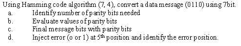 Solved a. Using Hamming code algorithm (7,4), convert a data | Chegg.com