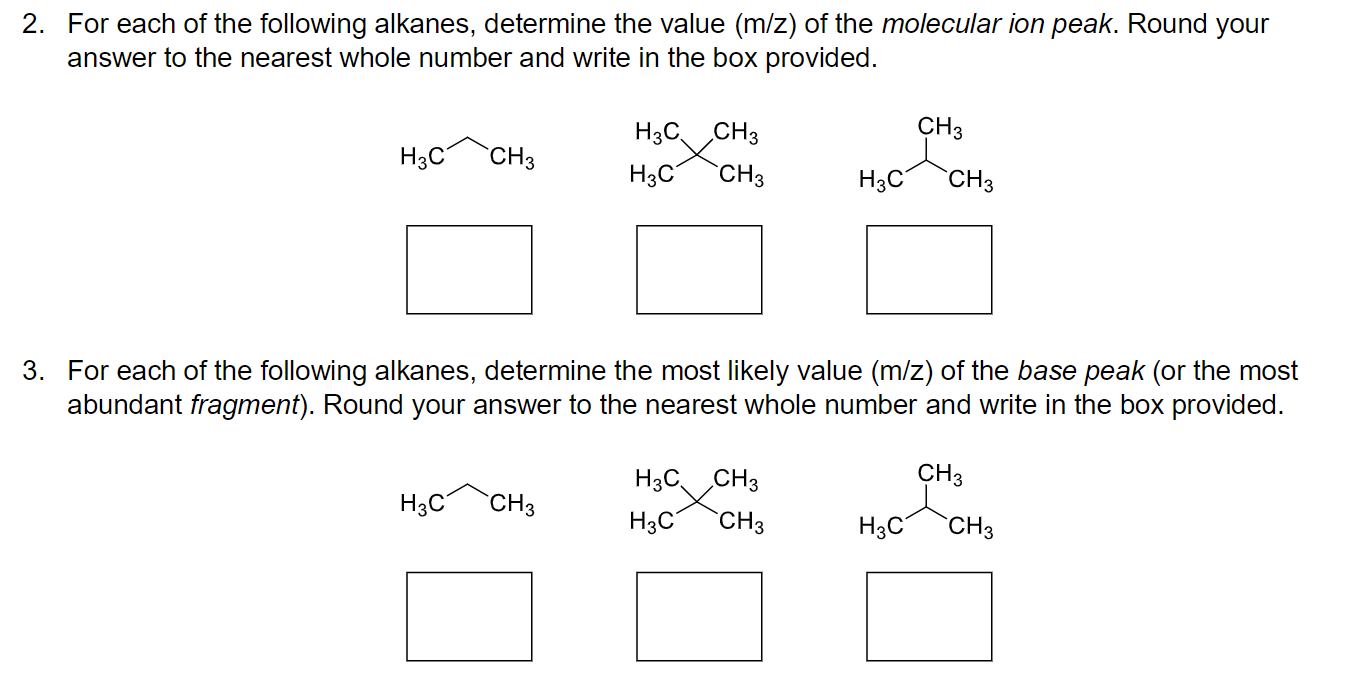 Solved For each of the following alkanes, determine the | Chegg.com