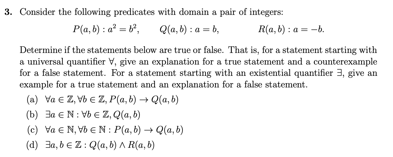 Solved 3. Consider the following predicates with domain a | Chegg.com