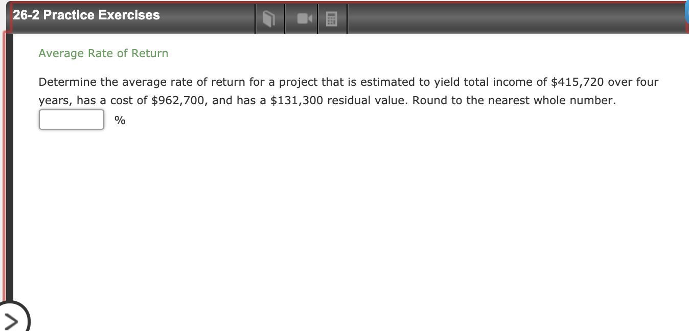 Solved 26-2 Practice Exercises Average Rate of Return | Chegg.com