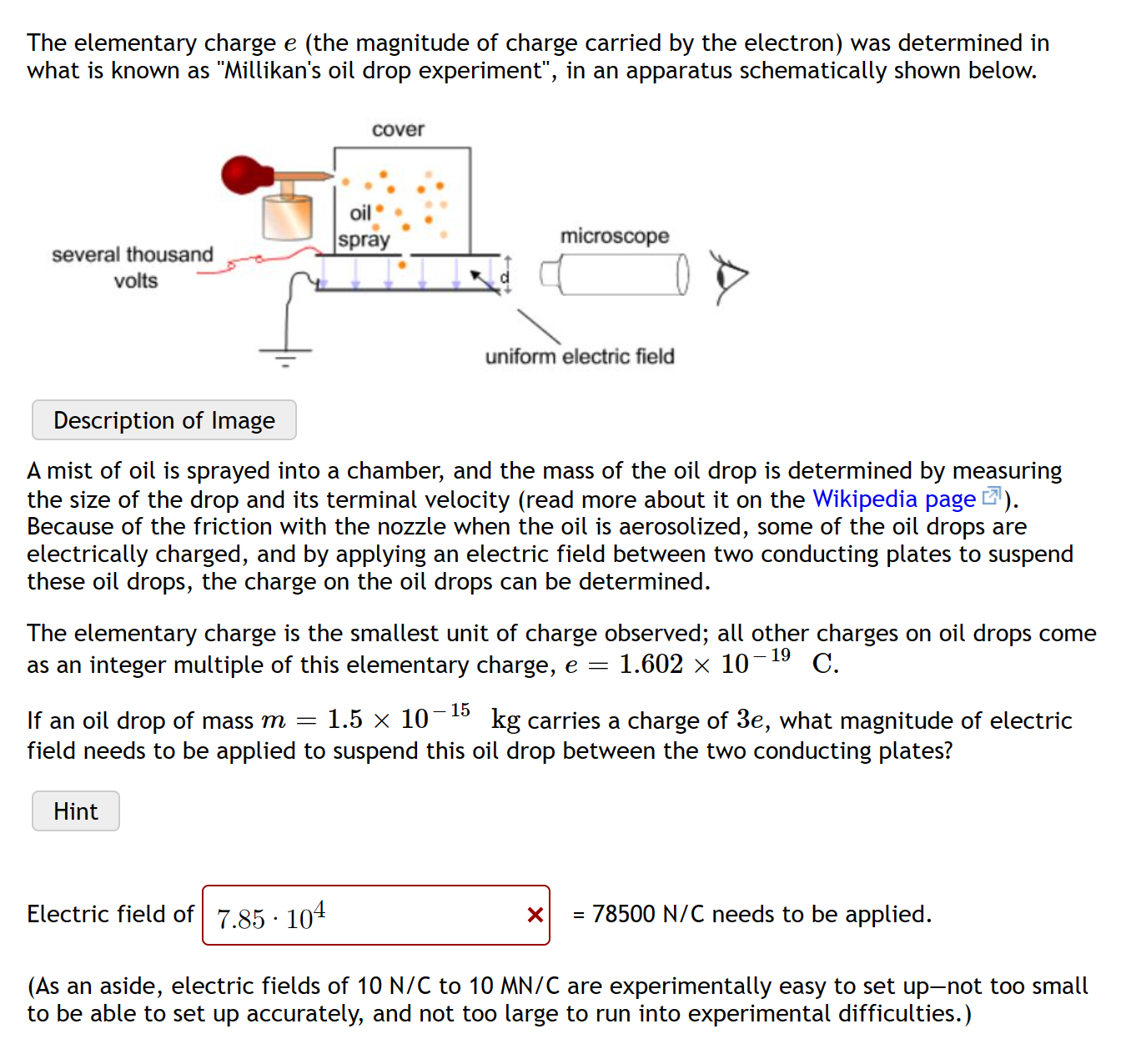 Solved The elementary charge e (the magnitude of charge | Chegg.com