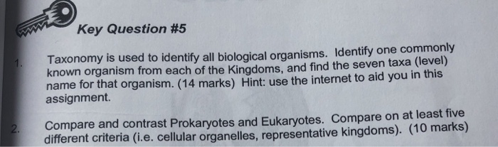 Solved Key Question #5 Taxonomy is used to identify all | Chegg.com