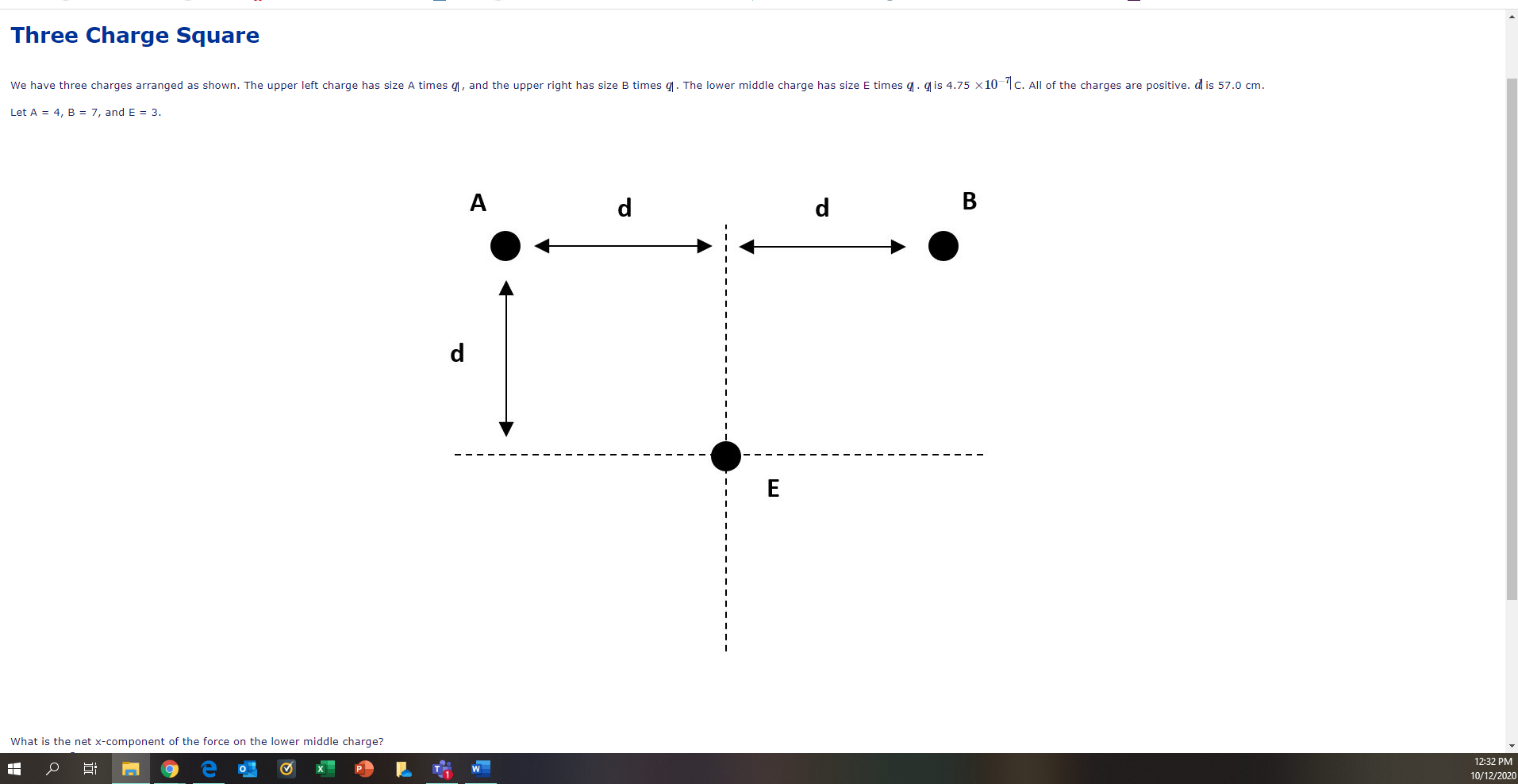 Solved Three Charge Square We have three charges arranged as | Chegg.com