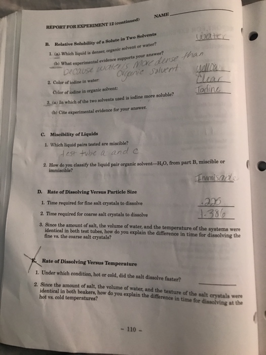 Solved REPORT FOR EXPERIMENT 4 (continued) NAME QUESTIONS | Chegg.com
