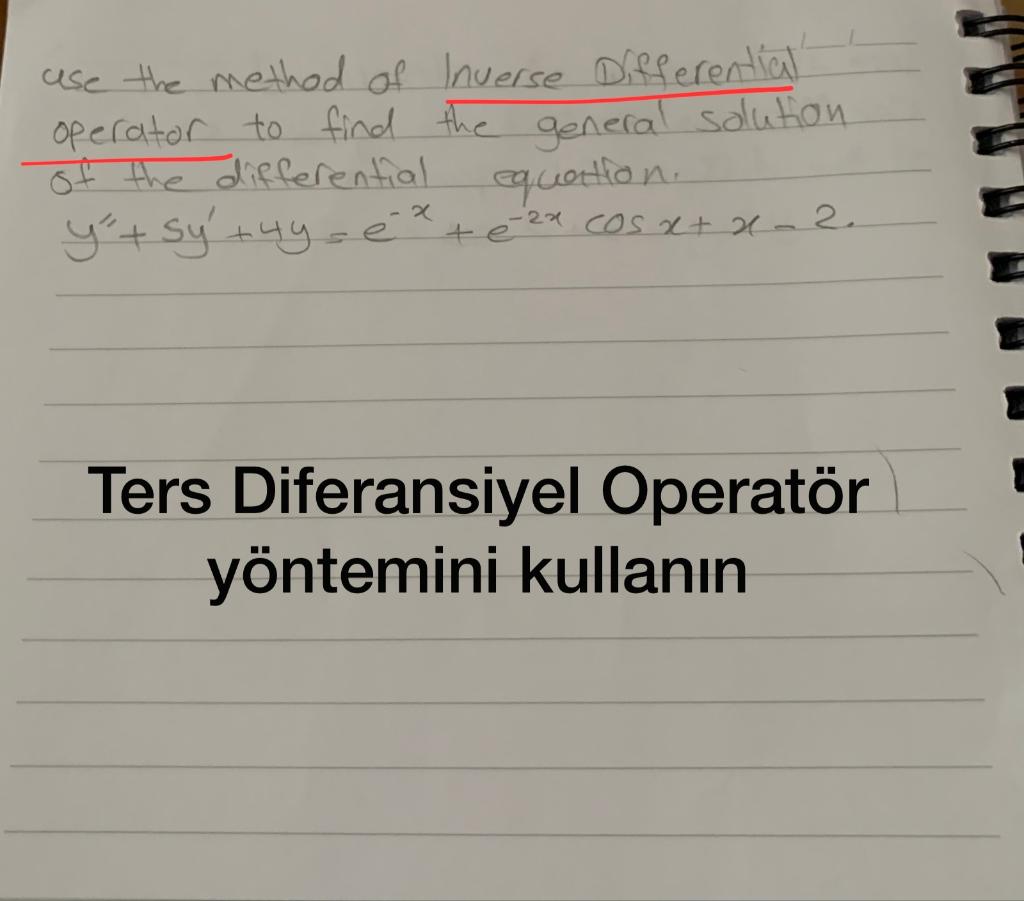 Solved use the methed of lnuerse differential operator to | Chegg.com