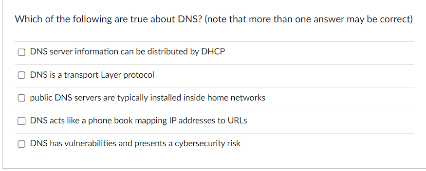 Solved Which of the following are true about DNS? (note that | Chegg.com