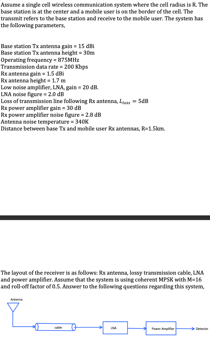 Solved Assume a single cell wireless communication system | Chegg.com