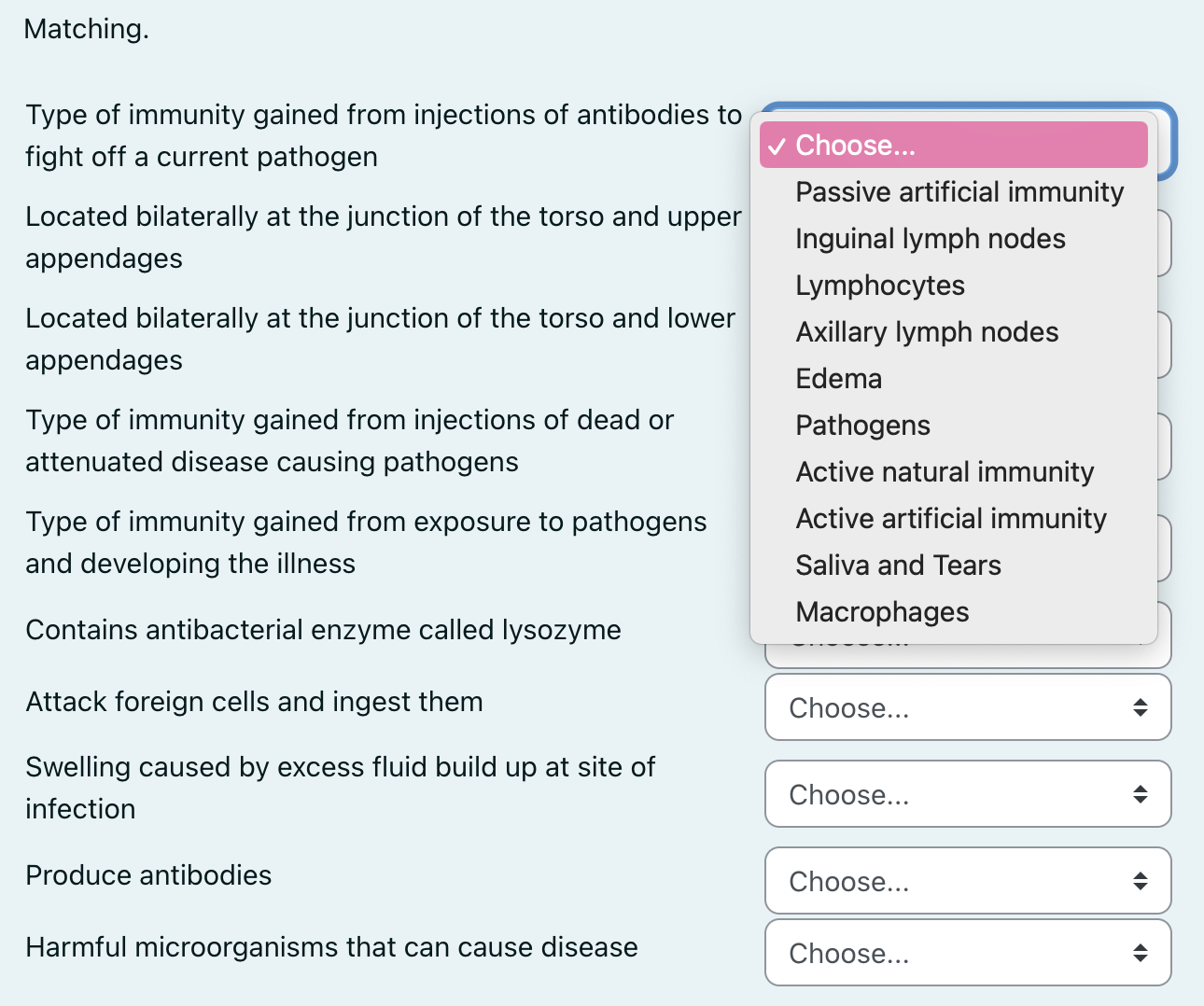 [Solved]: Type of immunity gained from injections of antibo