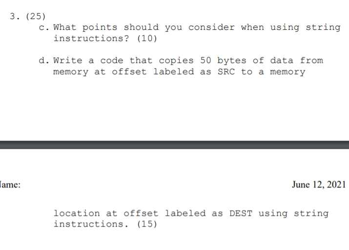 Solved 3. (25) c. What points should you consider when using | Chegg.com