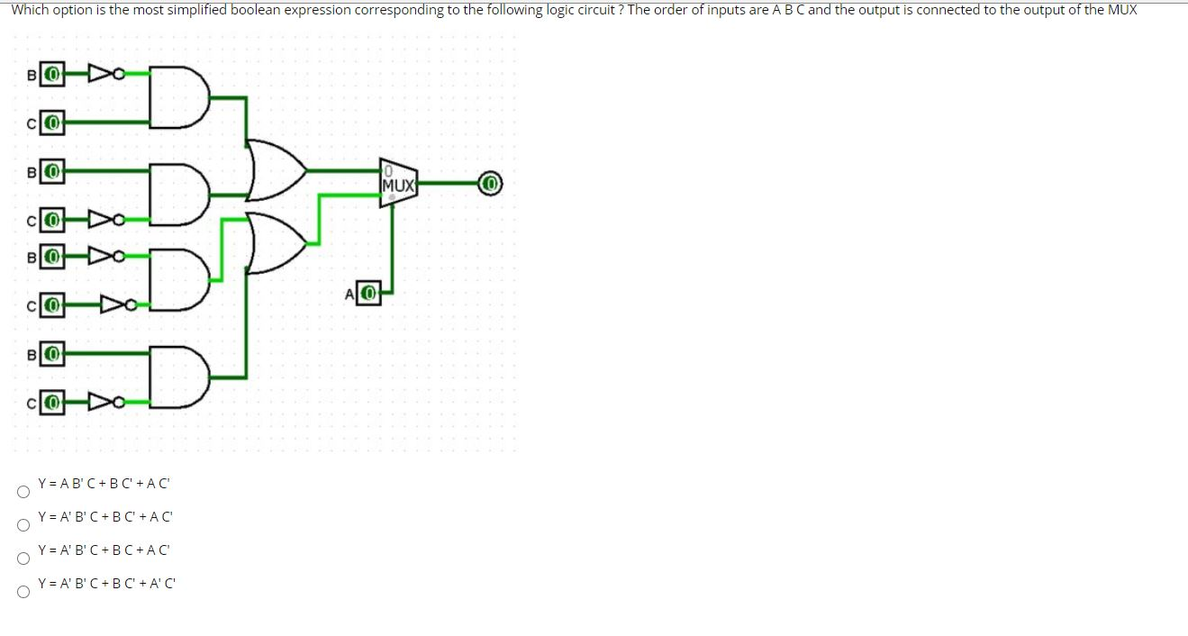 Solved Which option is the most simplified boolean | Chegg.com