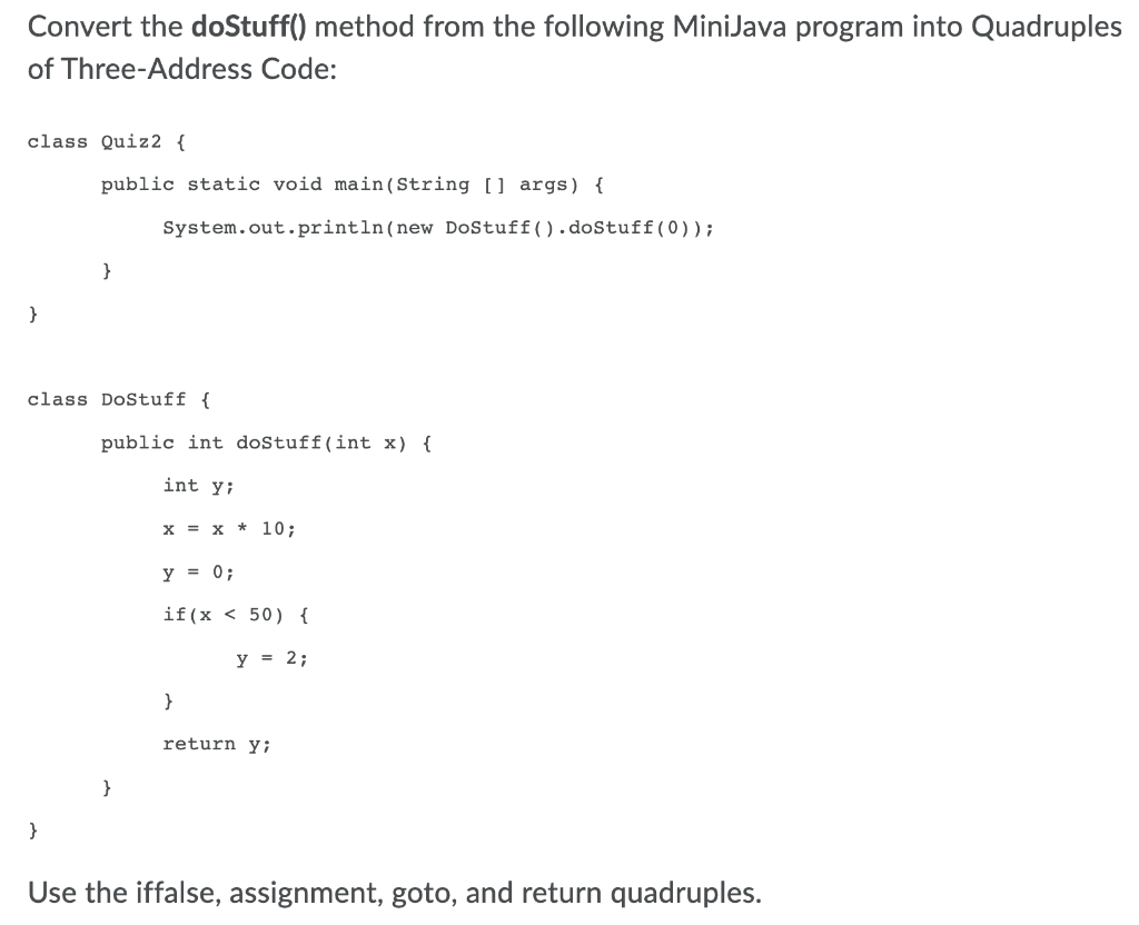 Solved Convert The Dostuff Method From The Following 