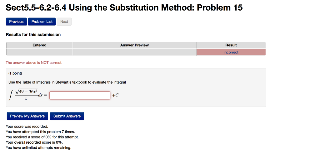 Solved Previous Problem ListNext Results for this submission | Chegg.com