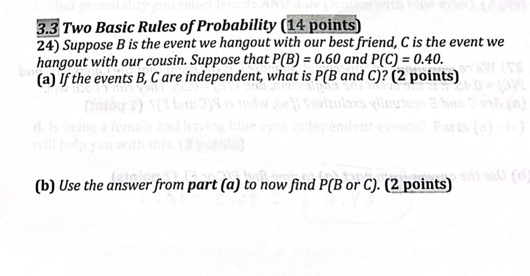 3.3 Two Basic Rules of Probability (14 points) 24) | Chegg.com