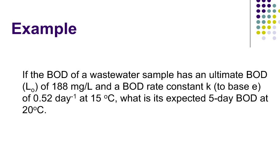 Solved Example If the BOD of a wastewater sample has an | Chegg.com