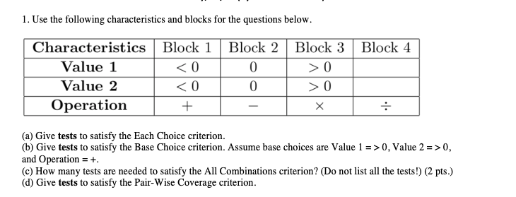 (Solved) : 1 Use Following Characteristics Blocks Questions ... (Solved) : 1 Use Following Characteristics Blocks Questions ...