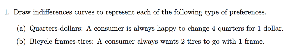 Solved 1. Draw indifferences curves to represent each of the | Chegg.com