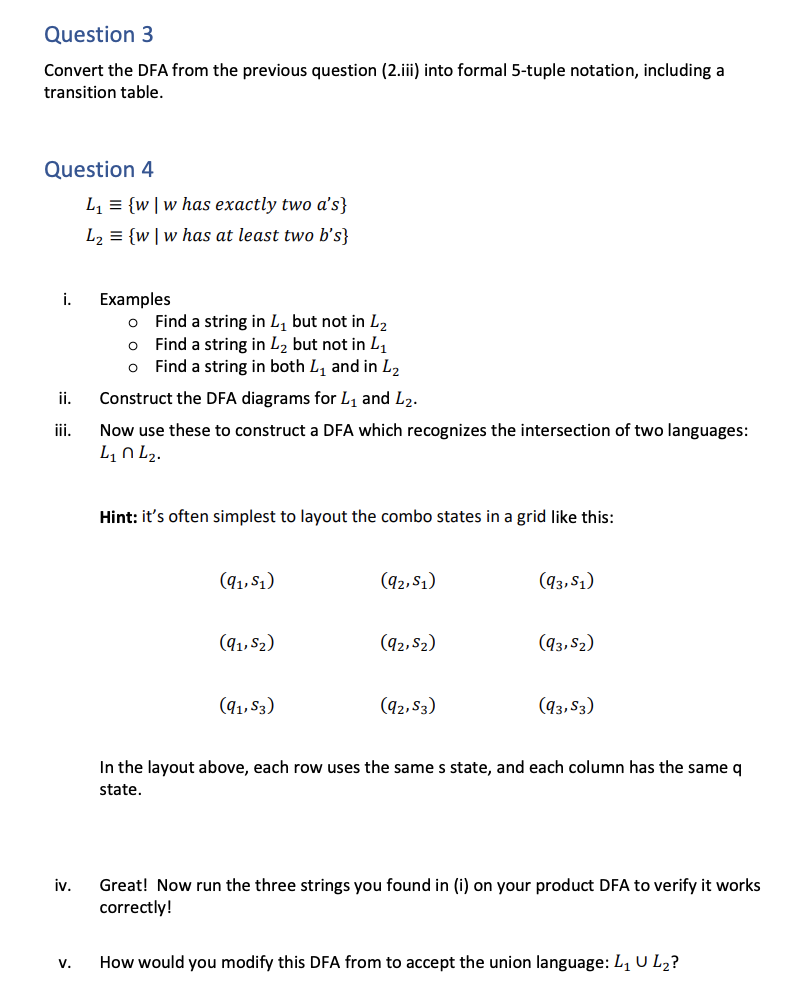 Solved Question 3 Convert the DFA from the previous question | Chegg.com