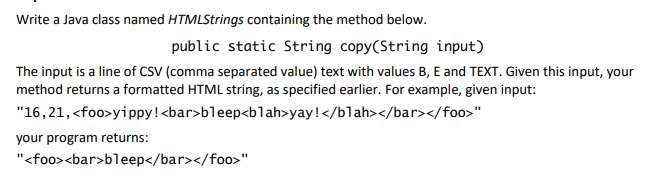Solved Write A Java Class Named Htmlstrings Containing The