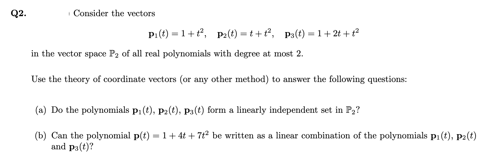 Solved Consider the vectors | Chegg.com