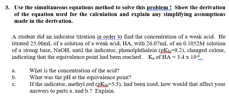 Solved 3. Use the simultaneous equations method to solve | Chegg.com