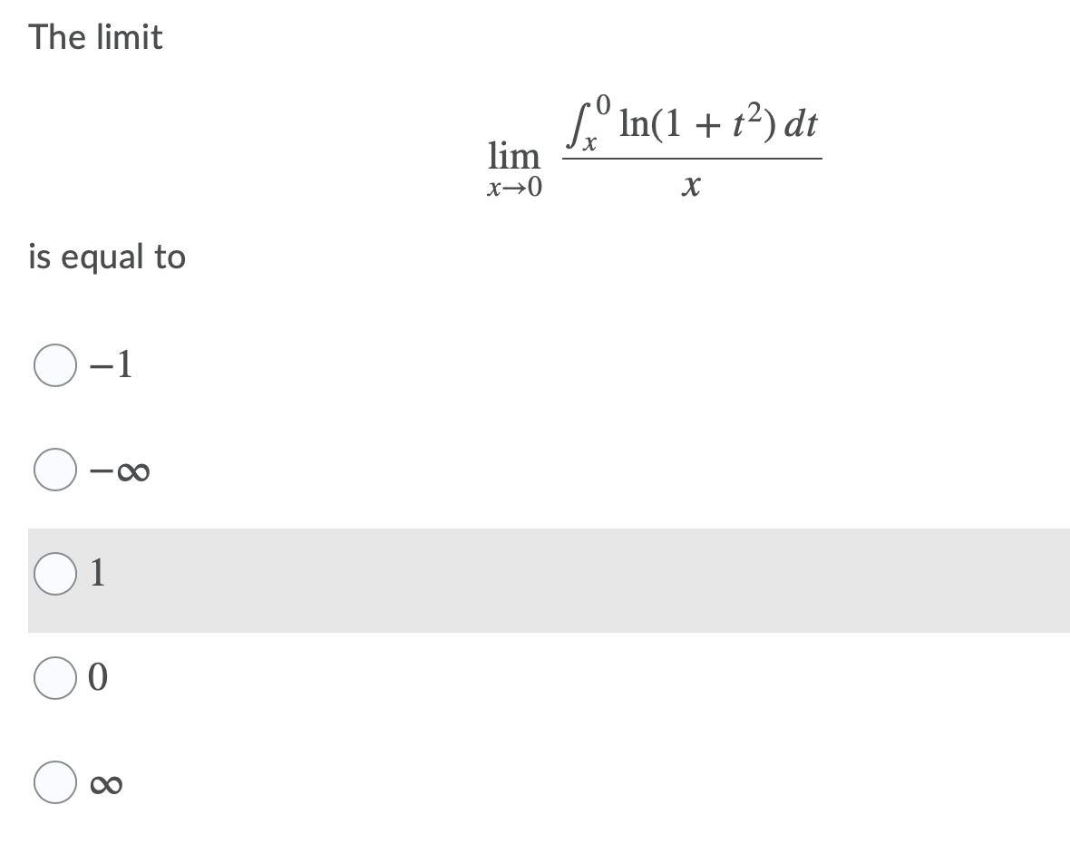 Solved The limit S°ln(1 + t2) dt In1 х lim x>0 х is equal to | Chegg.com