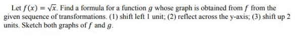 Solved Let f(x) . Find a formula for a function g whose | Chegg.com